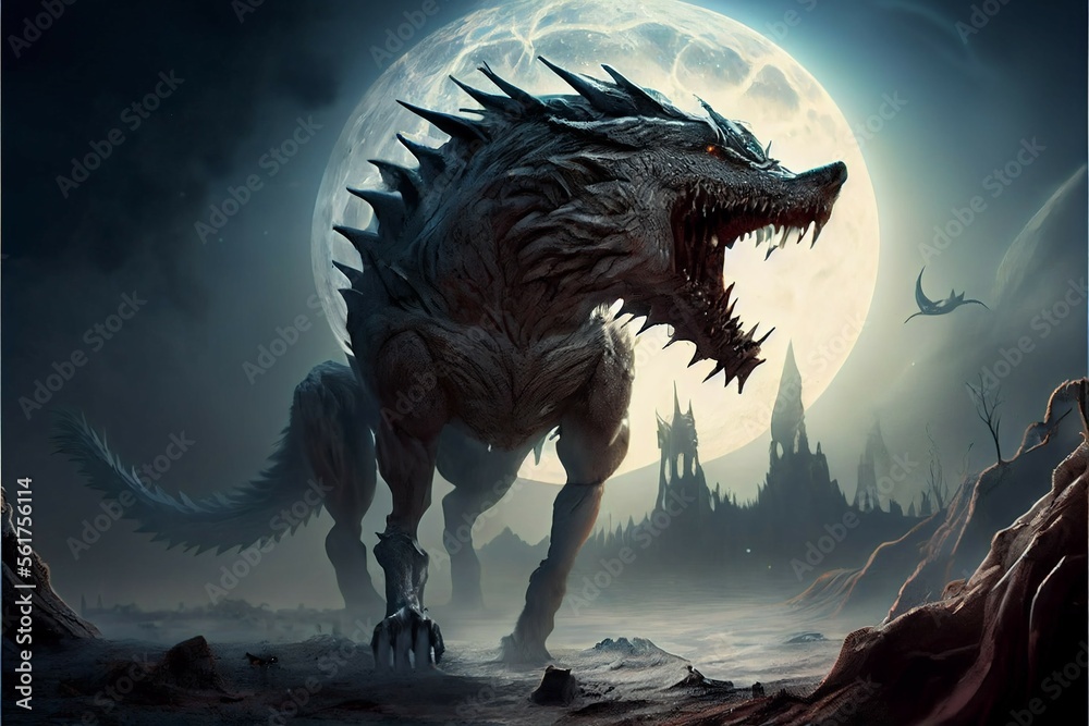 Werewolf Mythical creature Lycan beast monster mouth open with teeth ...