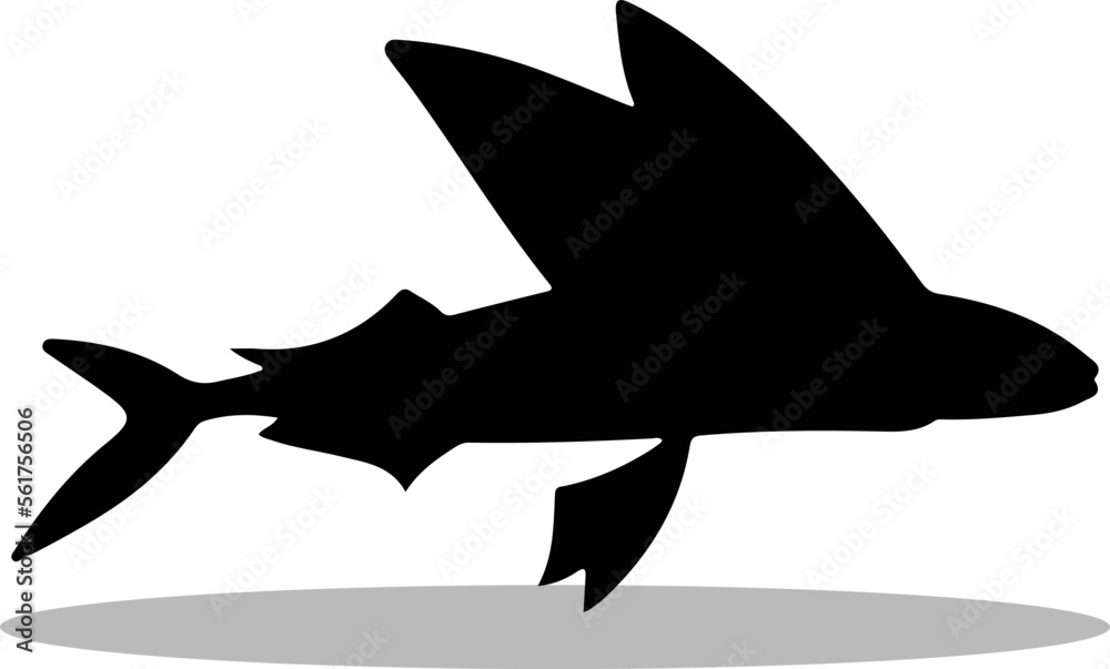 Vetor de Flying Fish Silhouette, cute Flying Fish Vector Silhouette ...