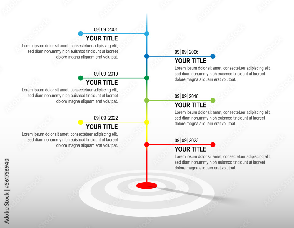 Vetor de Colour line hit to dartboard with sample infographic. target ...