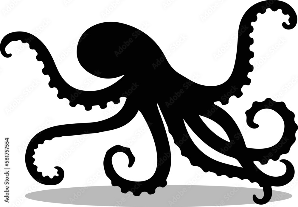 Vetor do Stock: Octopus Silhouette, cute Octopus Vector Silhouette ...