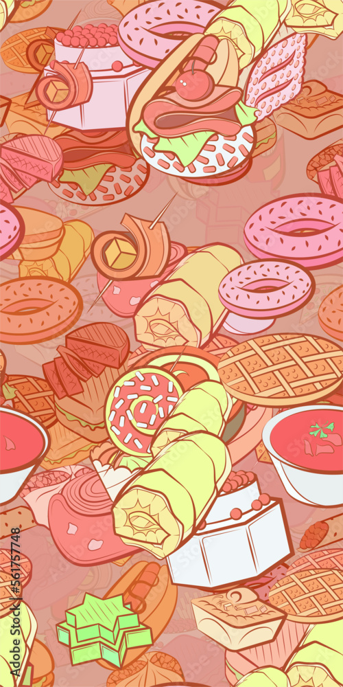Background pattern abstract design texture. Seamless. Snacks and ...