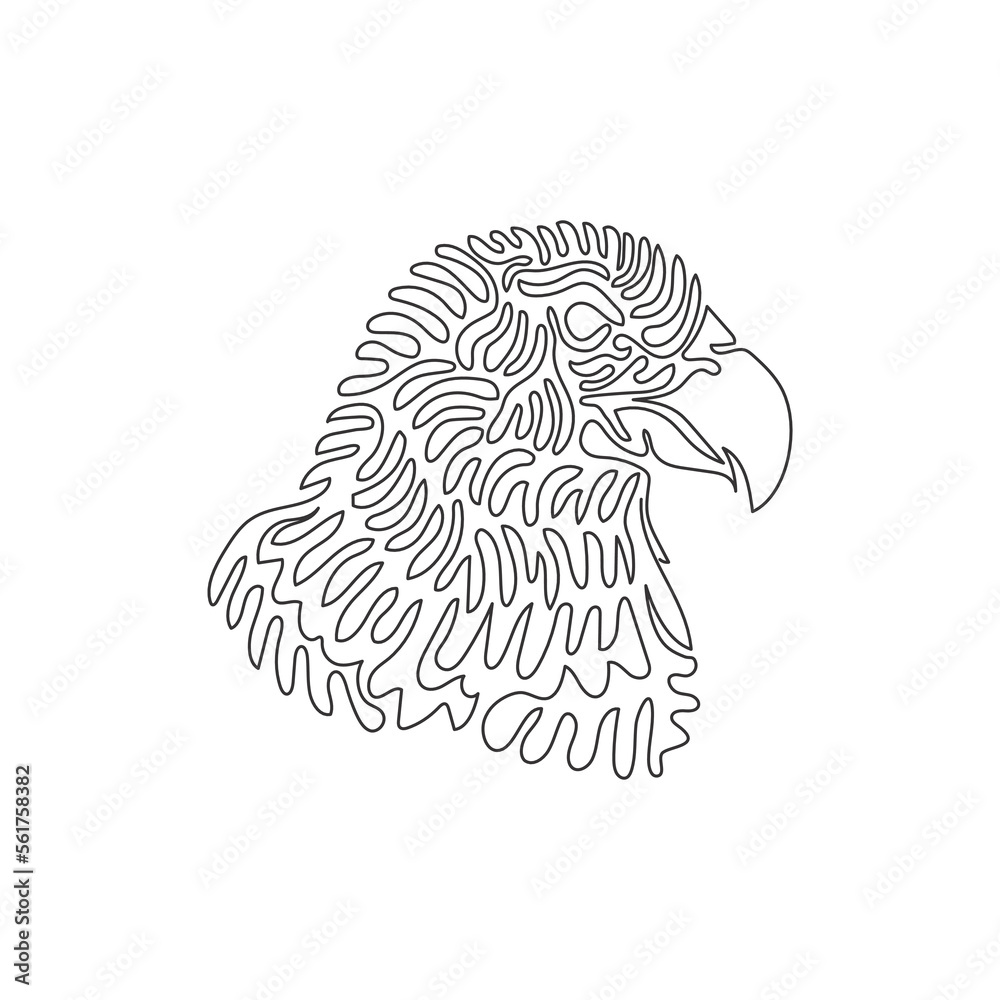 Continuous curve one line drawing abstract art. Hawk has sharply ...