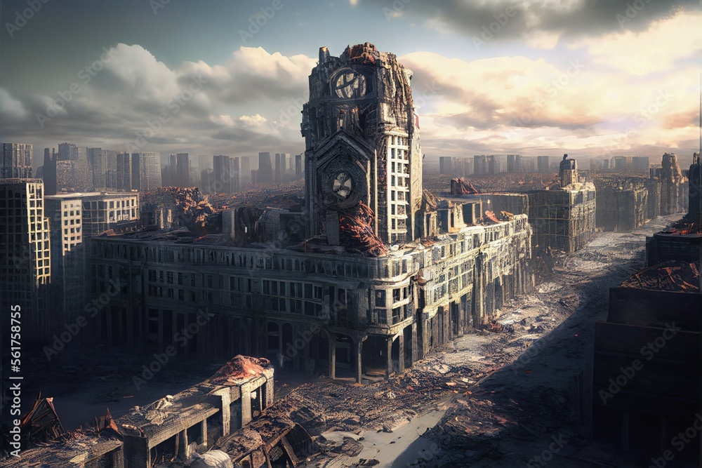 cityscape clocktower mall Apocalypse, doomsday end of the world ...