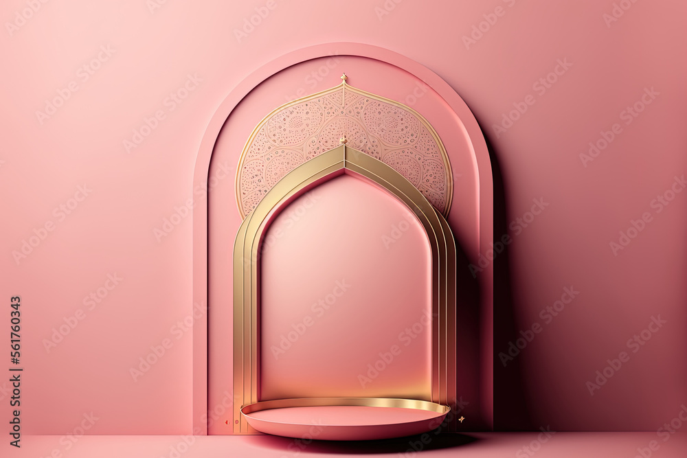 for a Muslim festival, a pink background for a stylish product display ...