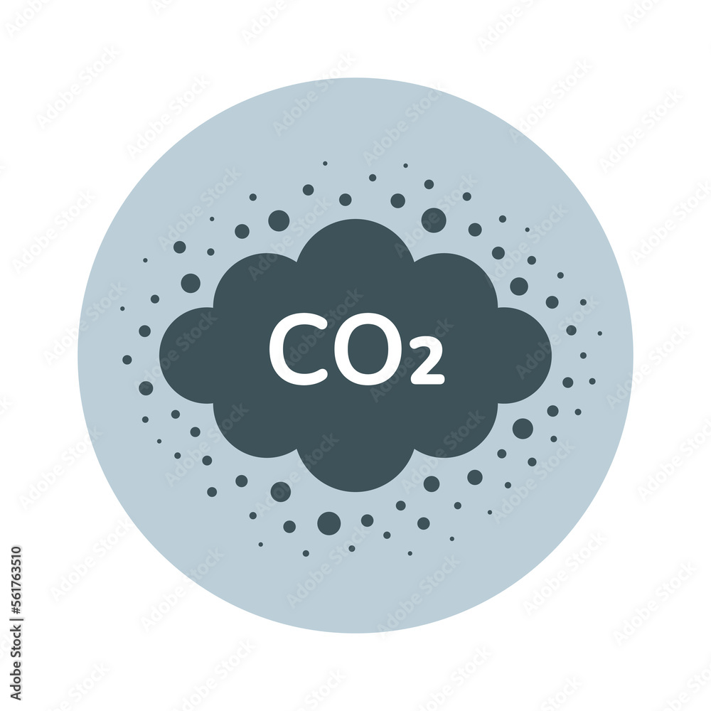 CO2 emission reduction cloud flat icon isolated on white. Dark ...