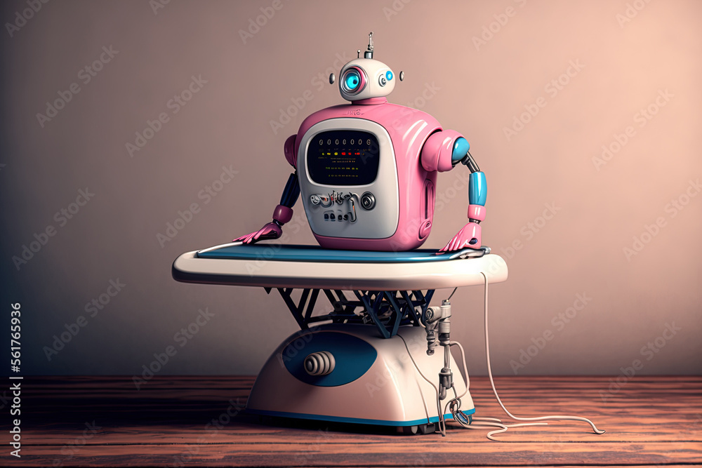 Robotic ironing service concept. Domestic robot housework assistant ...