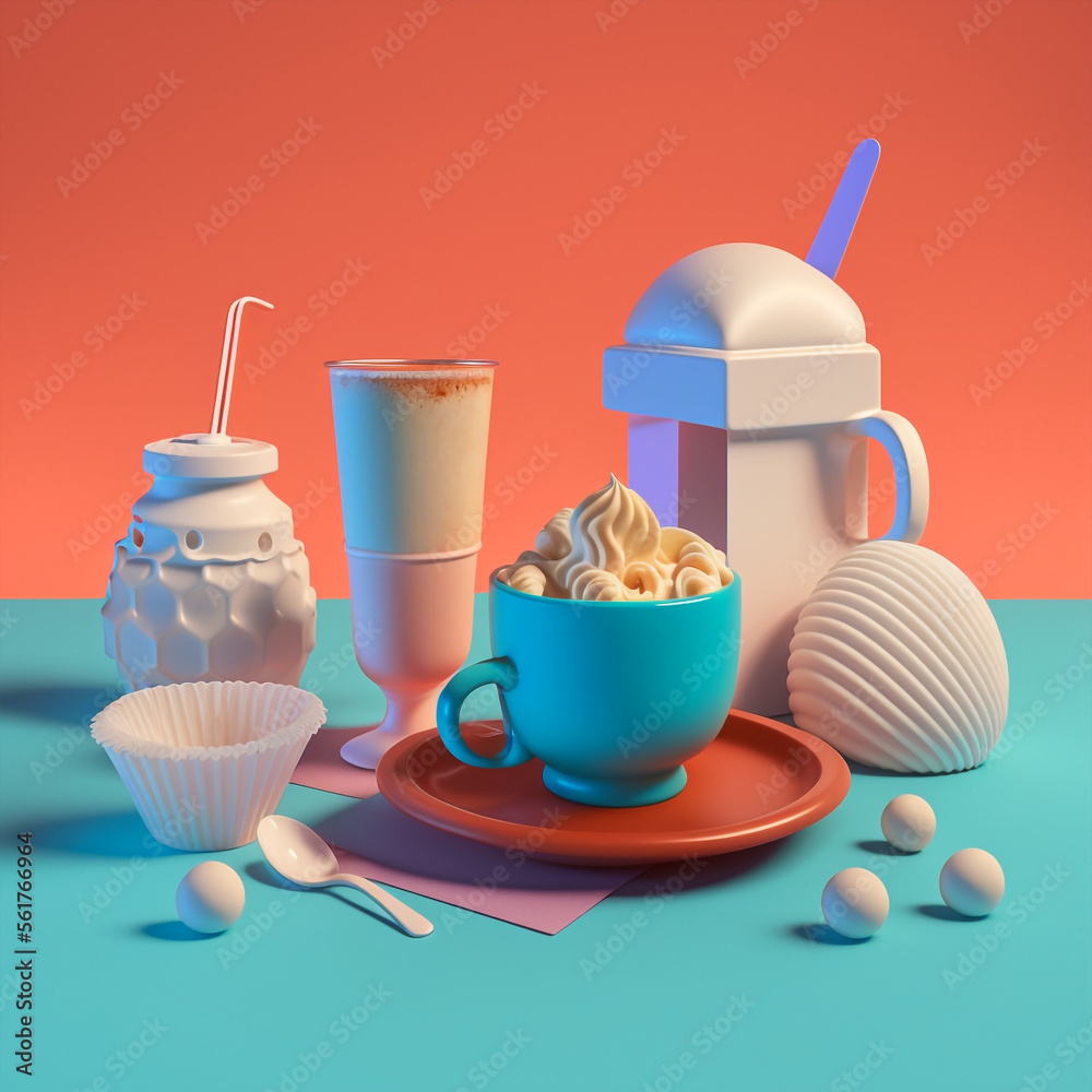 Generative AI illustration of a breakfast futuristic table, with ...