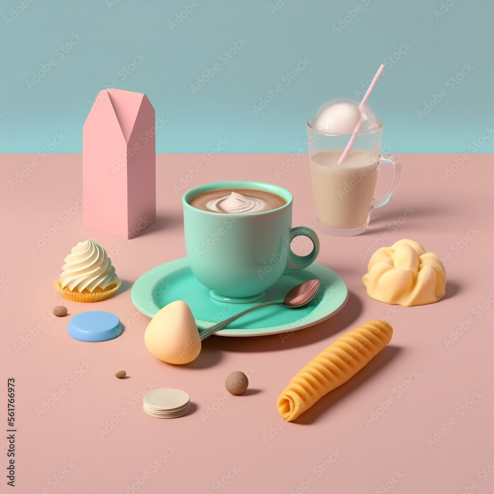 Generative AI illustration of a breakfast futuristic table, with ...