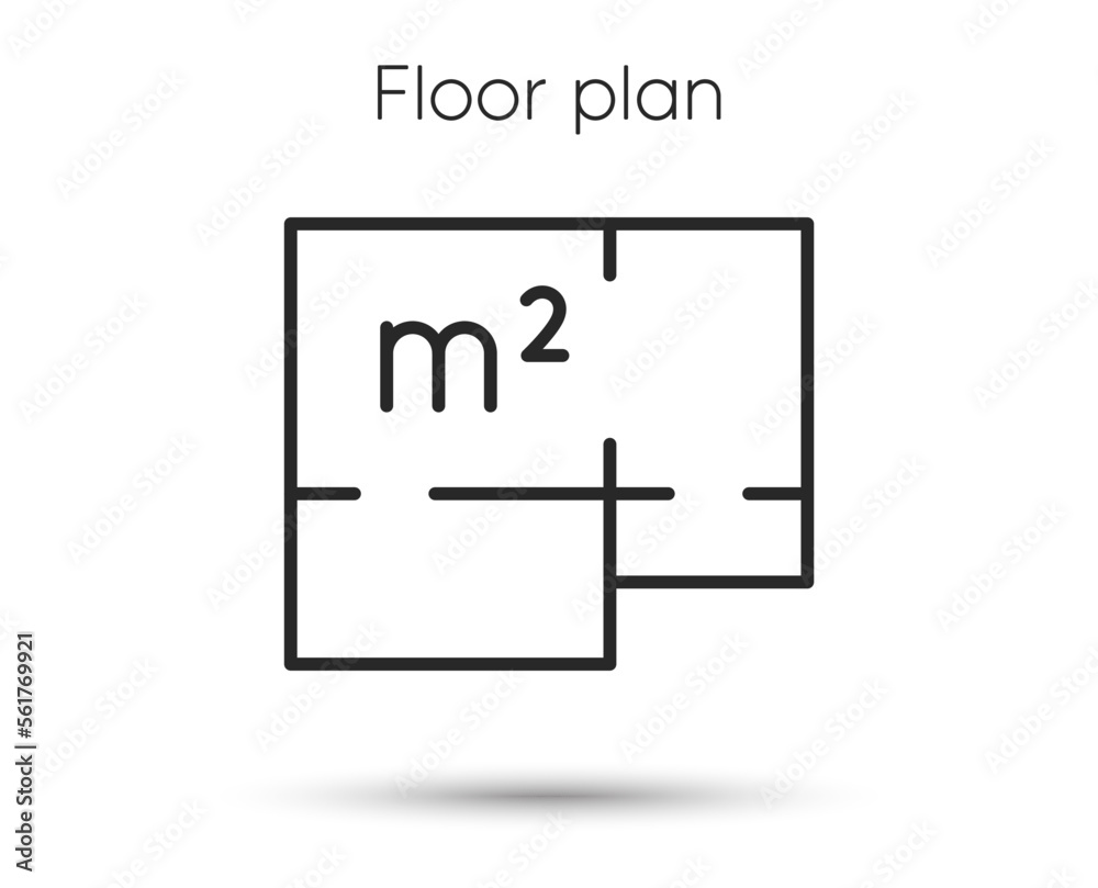 House plan line icon. House architectural floor plan sign. Square ...