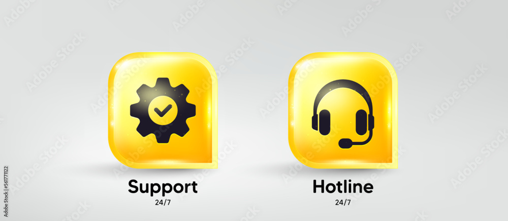 Support and hotline service center icons. Customer office buttons ...