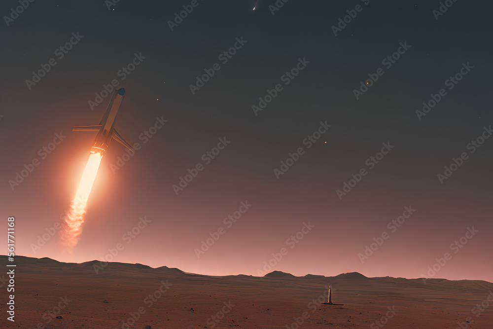 Aircraft rocket taking off, image generated by AI technology Stock ...