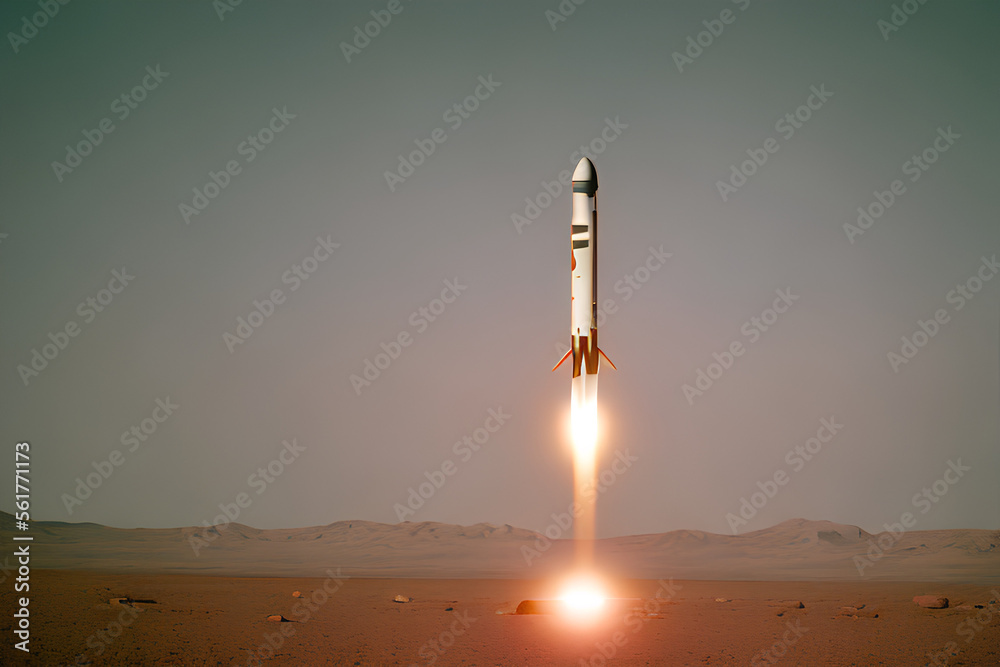 Aircraft rocket taking off, image generated by AI technology Stock ...