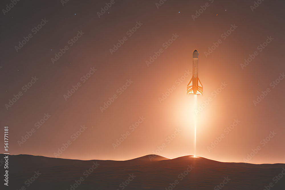 Aircraft rocket taking off, image generated by AI technology Stock ...