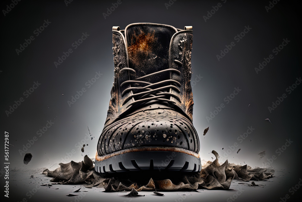 Stockillustratie a worn out rubber boot with a hole and rubber ...