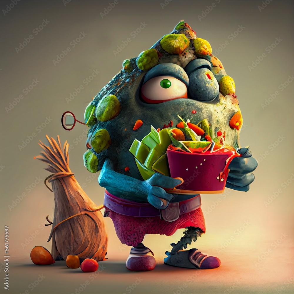 Healthy whole food eating goons animated characters, unique eating ...
