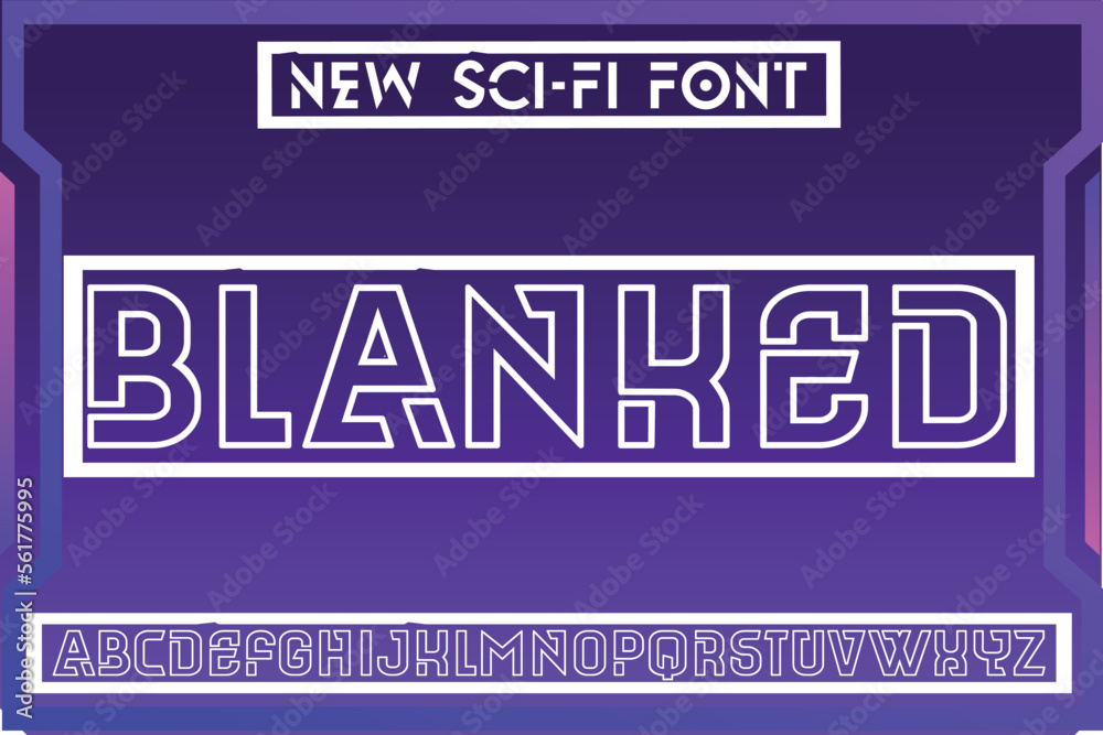 BLANKED Two lines modern tech font. Typography line fonts for tech ...