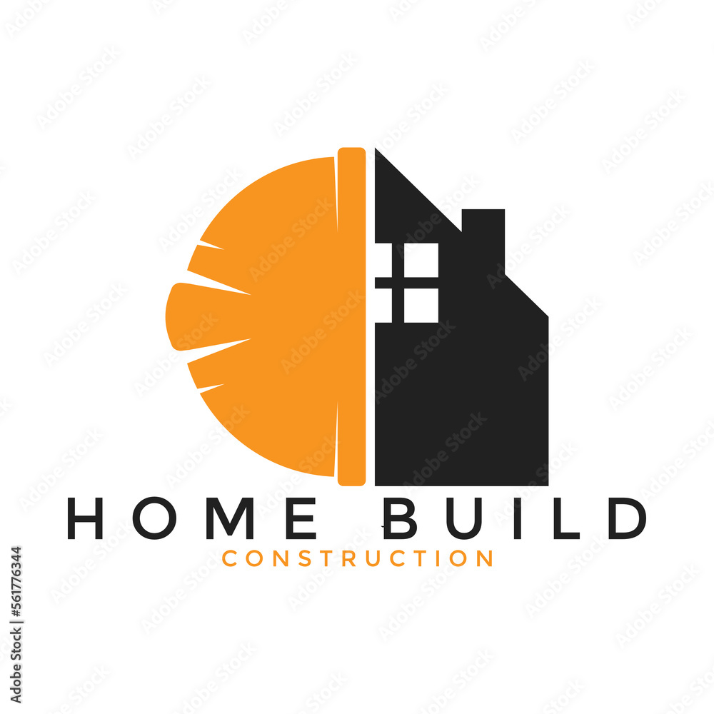 creative house building logo design, builder helmet with house logo ...