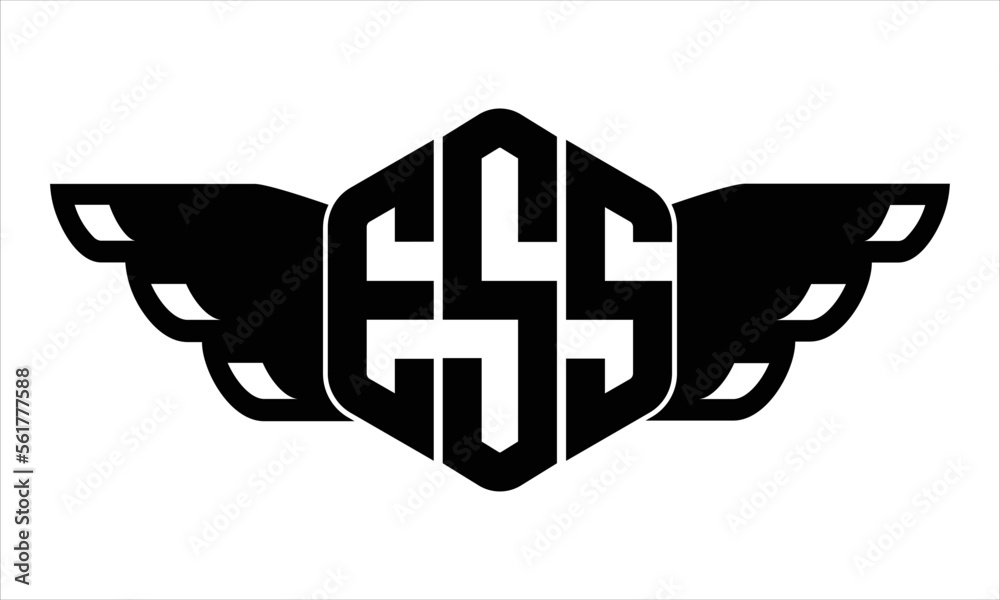 ESS three-letter butterfly iconic logo design vecto template, isolated ...
