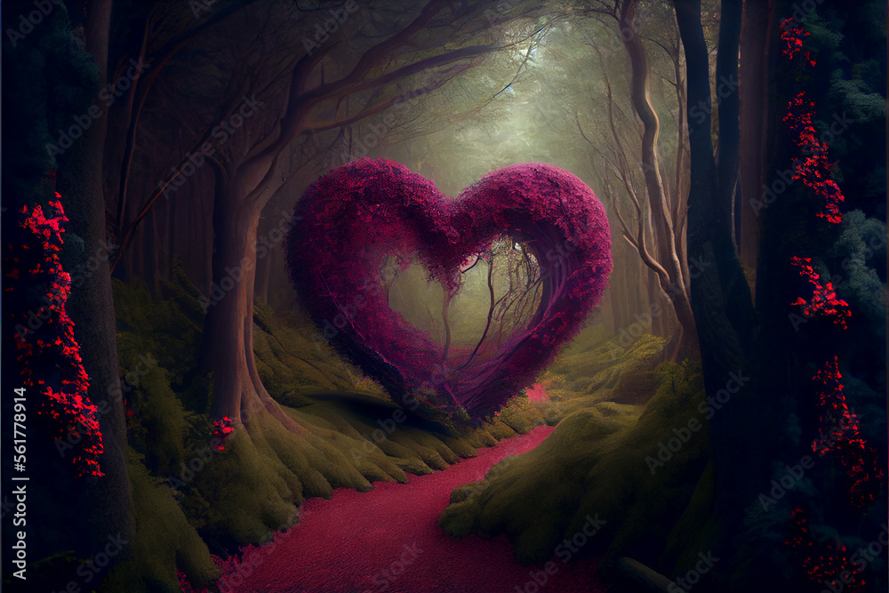 Romantic scenery for Valentine's day | Fantasy Meadow | Heart shape ...