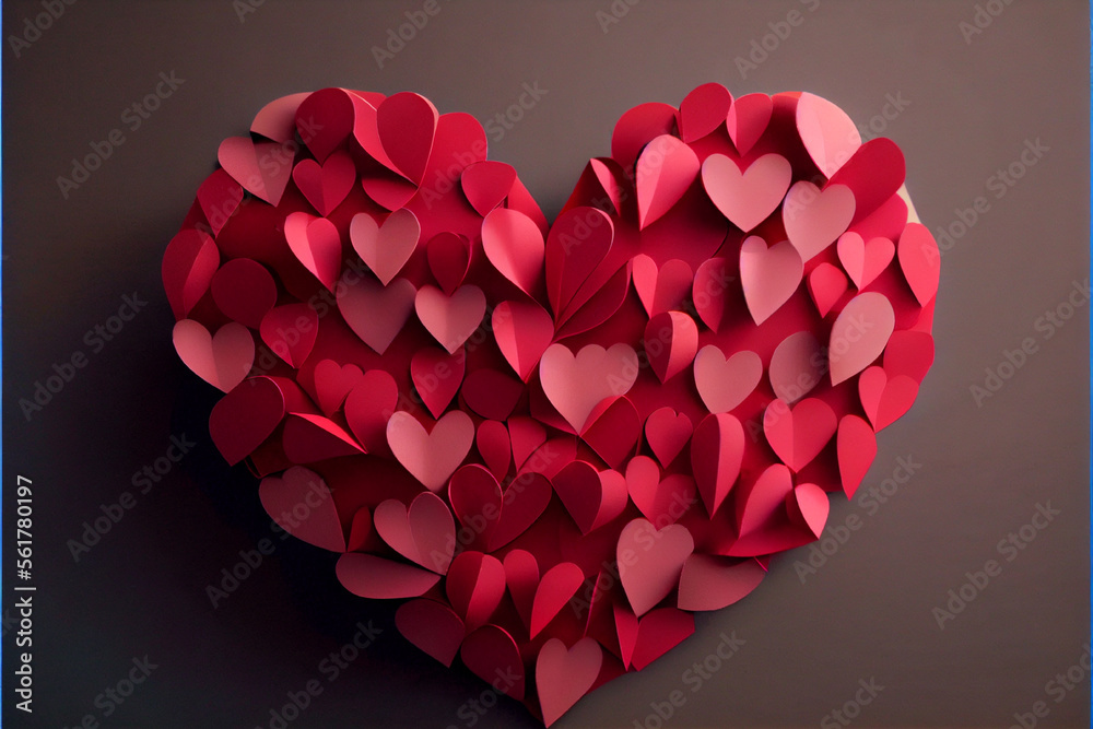 Paper hearts making a big heart | Valentine's day | 14th Feb | Pink ...