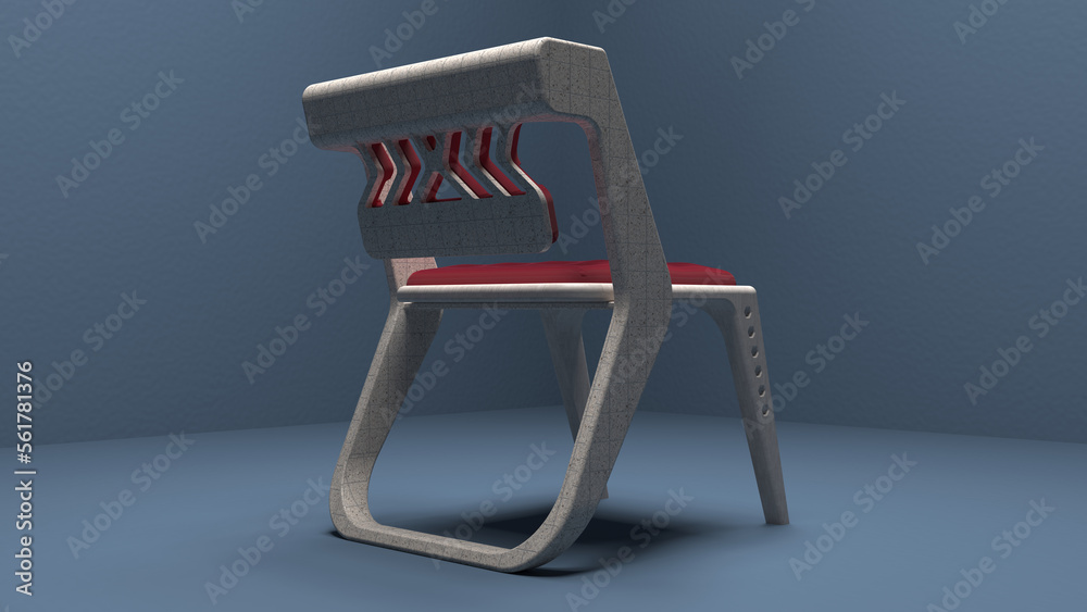Chair back view. Isolated chair. 3d render. furniture design. grey ...