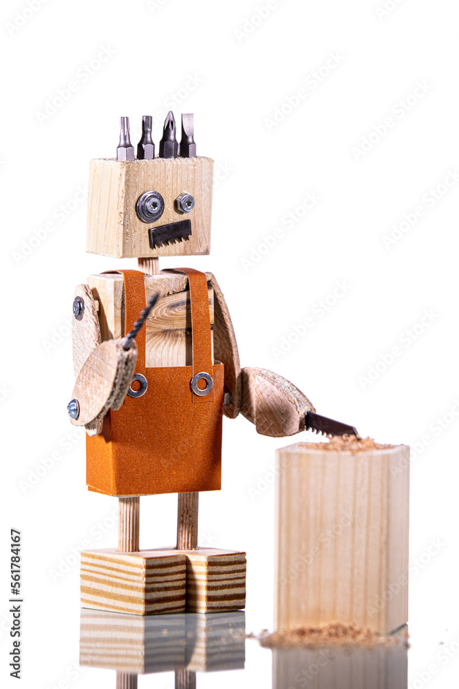 funny miniature craftsman, built from tools and materials Stock Photo ...