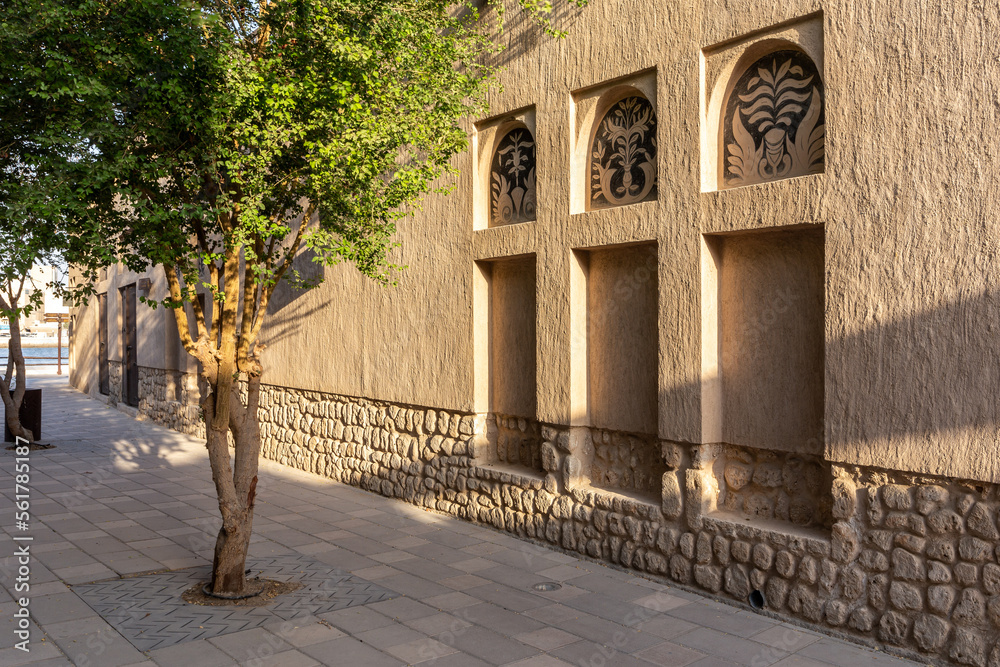 Al Fahidi Historical District alley in Old Dubai with Arabic style ...