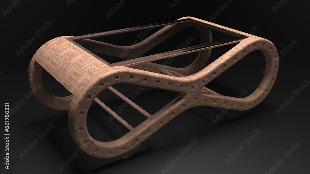 Wooden table with glass top. matte black background. wooden texture ...