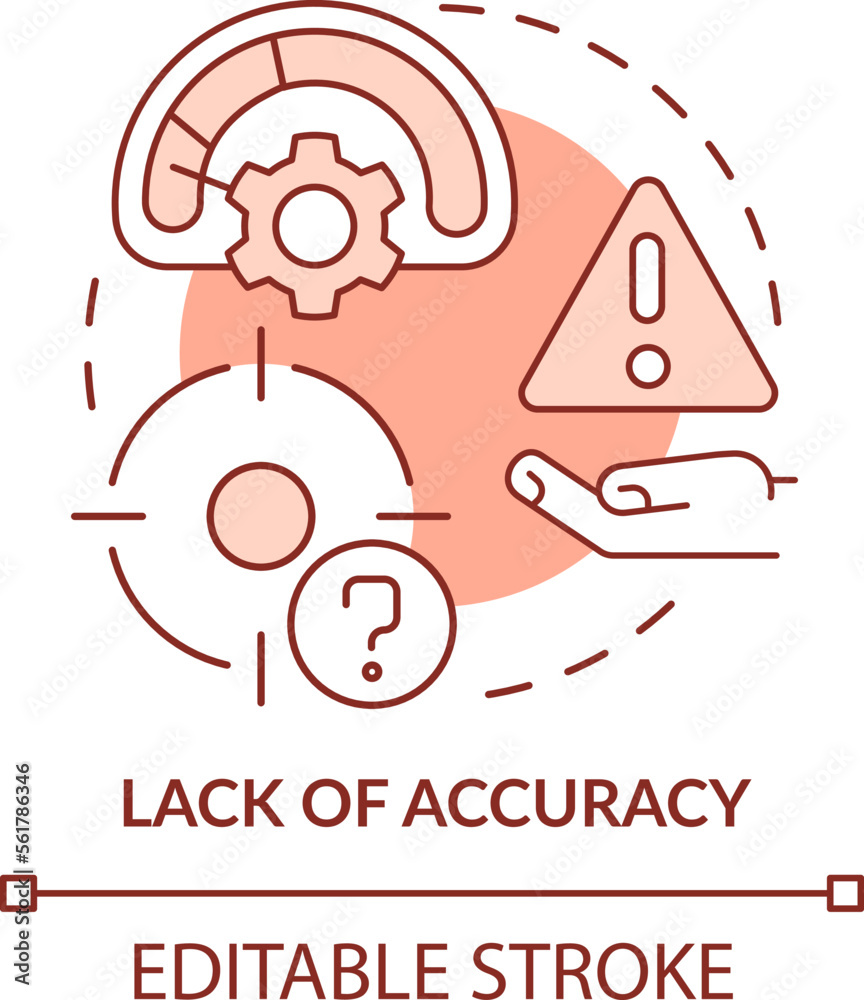 Stockvector Lack of accuracy red concept icon. Challenge faced by ...