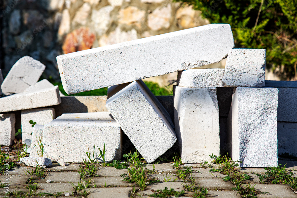 Aerated lightweight gypsum building concrete blocks prepared for ...