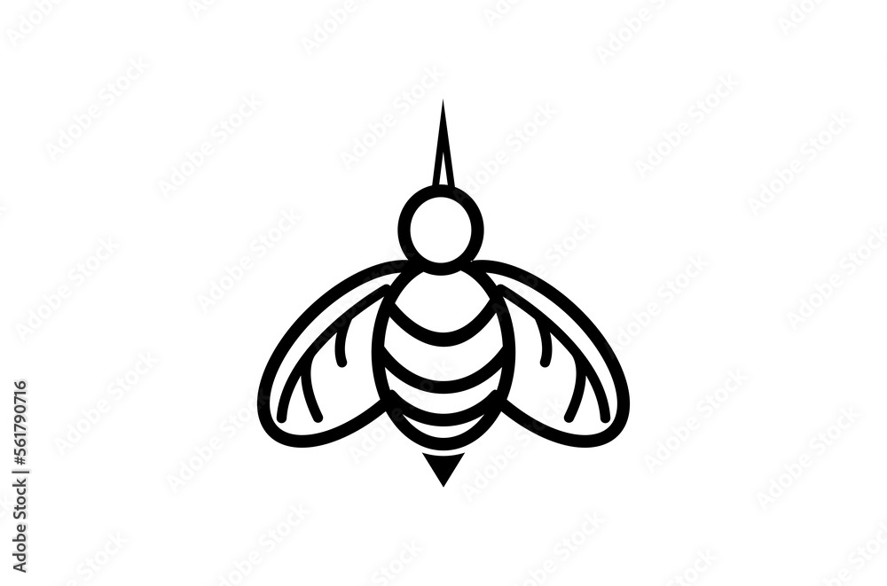 Cartoon Line Art Honey Bee Bumblebee logo clip art design Stock Vector ...
