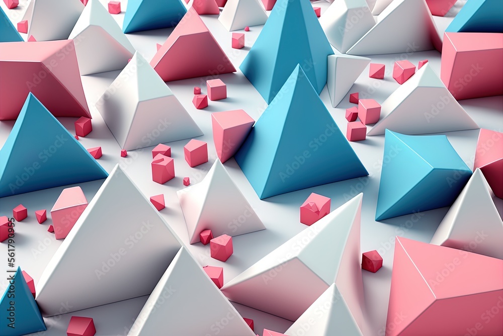 The Three Primary Colors: Pyramidal shapes stand out on an abstract ...