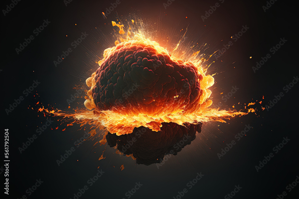 Authentically fiery explosion against a dark background. fireball ...