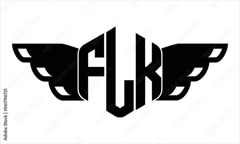 FLK three-letter butterfly iconic logo design vecto template, isolated ...