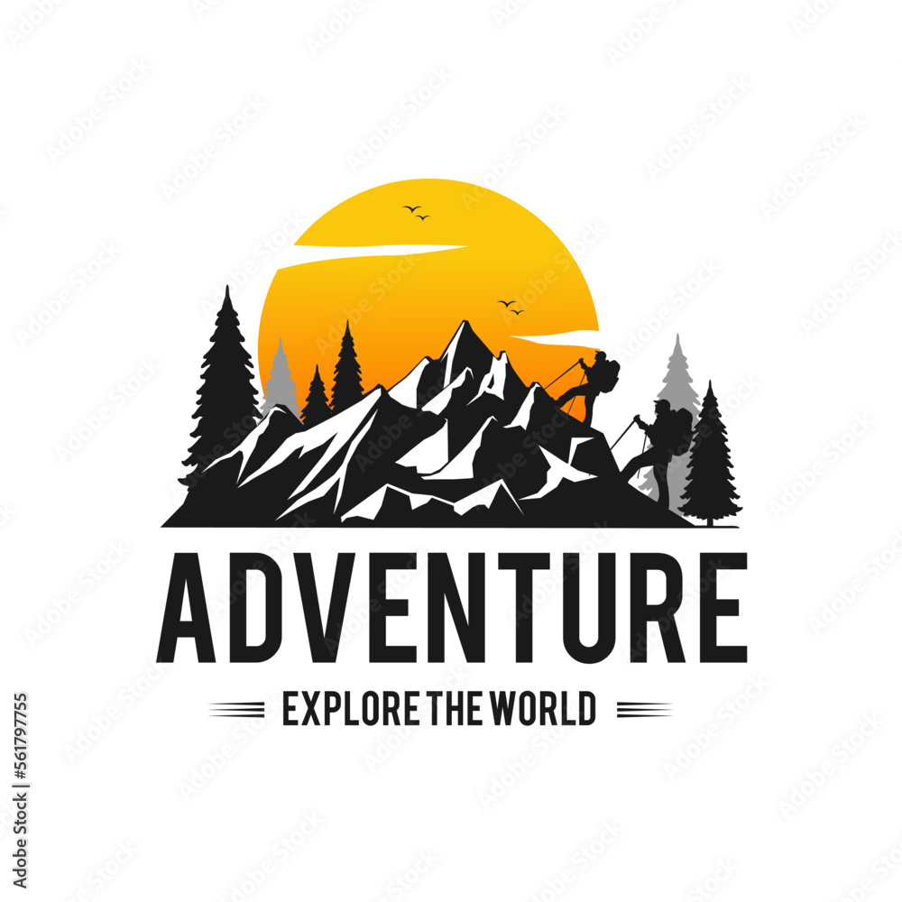 hiking adventure logo vector design Stock Vector | Adobe Stock