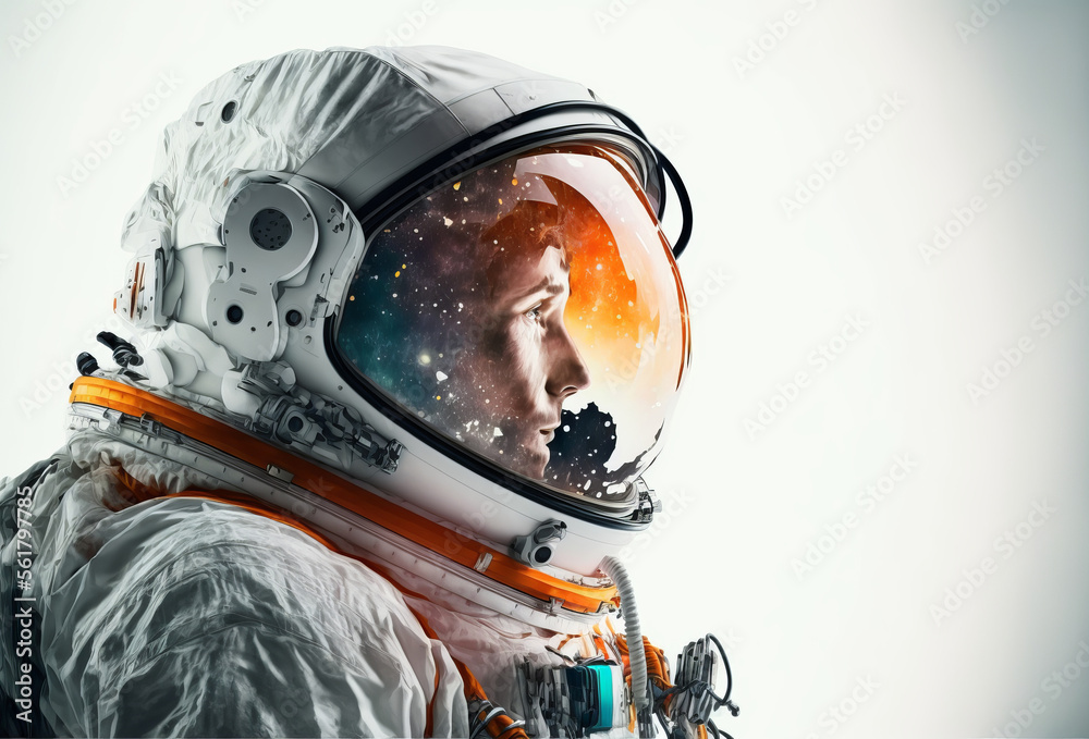 A space astronaut figure wearing a helmet. Side profile. Generative ai Stock Illustration ...