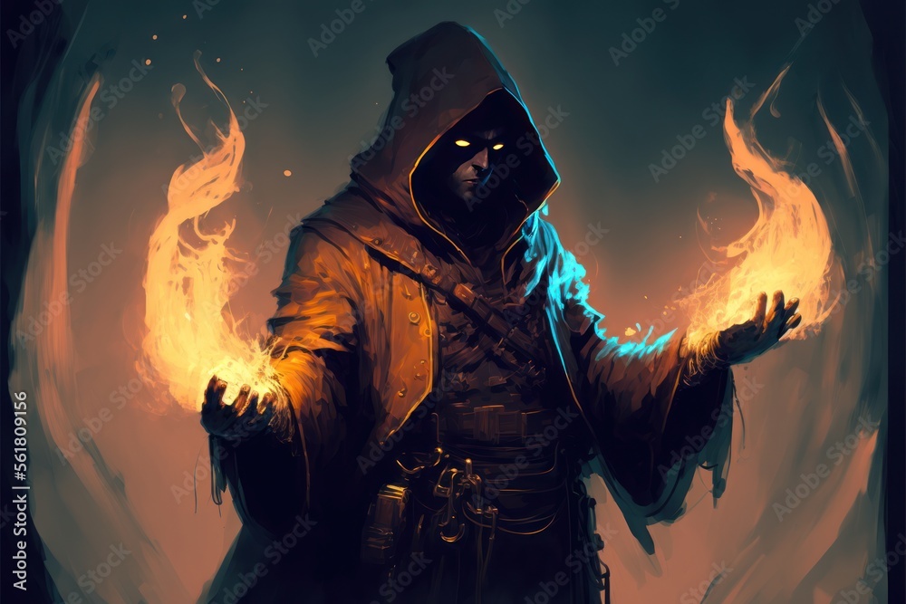 Mage casting a fireball spell, Concept Art, Digital Illustration ...