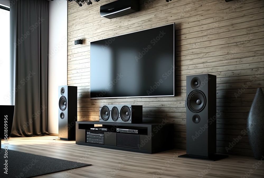 A state-of-the-art home entertainment system in a contemporary family ...