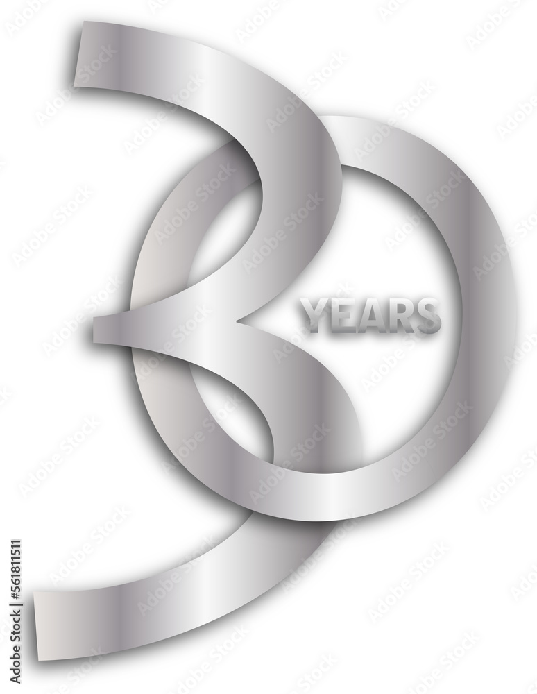 30 YEARS silver number icon on transparent background Stock ...