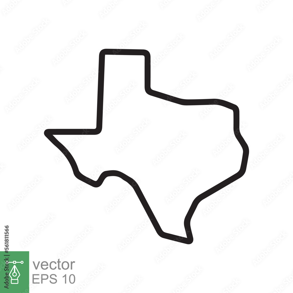 Texas map icon. Simple outline style. Line symbol. Houston, austin ...