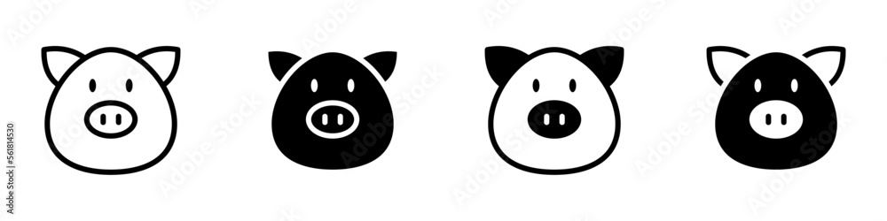 Conjunto de iconos de cabeza de cerdo. cara de animal. Rostro de cerdo ...