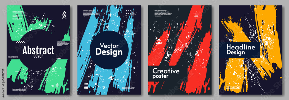 Vector illustration. Splash and scratches posters. Design for cover ...