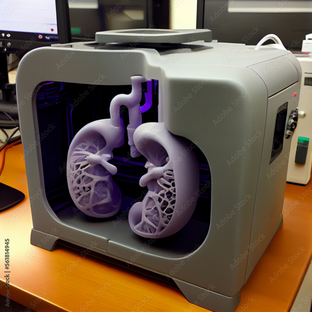 Bioprinting process of human kidney created with Generative Ai Stock ...