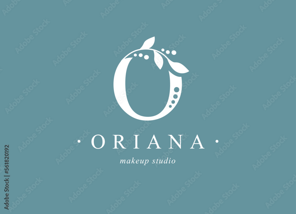Logo, capital letter O. Monogram of Botanical Minimalistic with natural ...