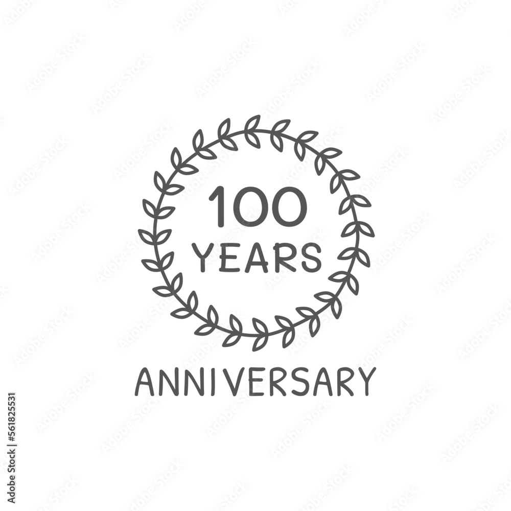 100 years anniversary logo with laurel wreath frame. 100th birthday ...