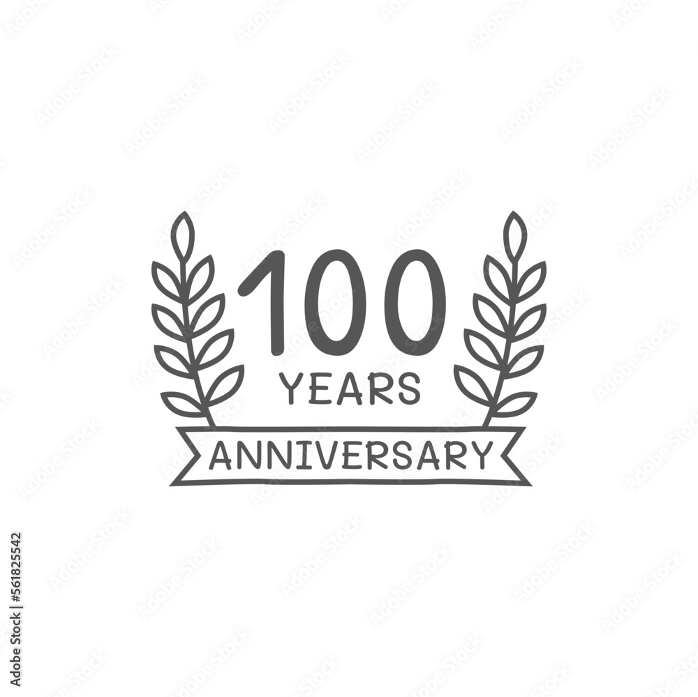 100 years anniversary logo with laurel wreath frame. 100th birthday ...