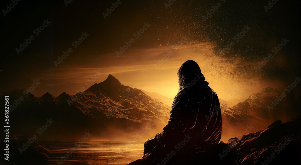 Jesus Praying On The Mountain Wallpaper