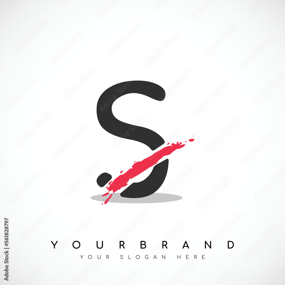 Letter S Logo Design With Red Slash Vector Illustration Stock Vector ...