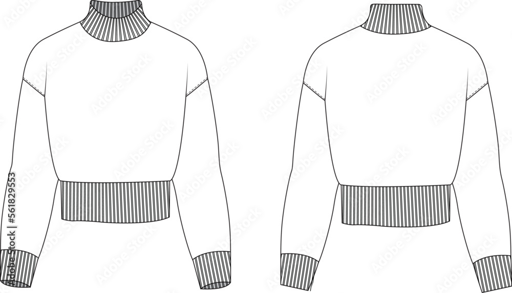 girls women sweater technical drawing cad Stock Vector | Adobe Stock