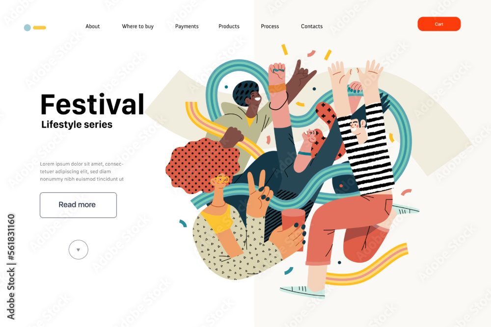Lifestyle web template - Festival - modern flat vector illustration of ...